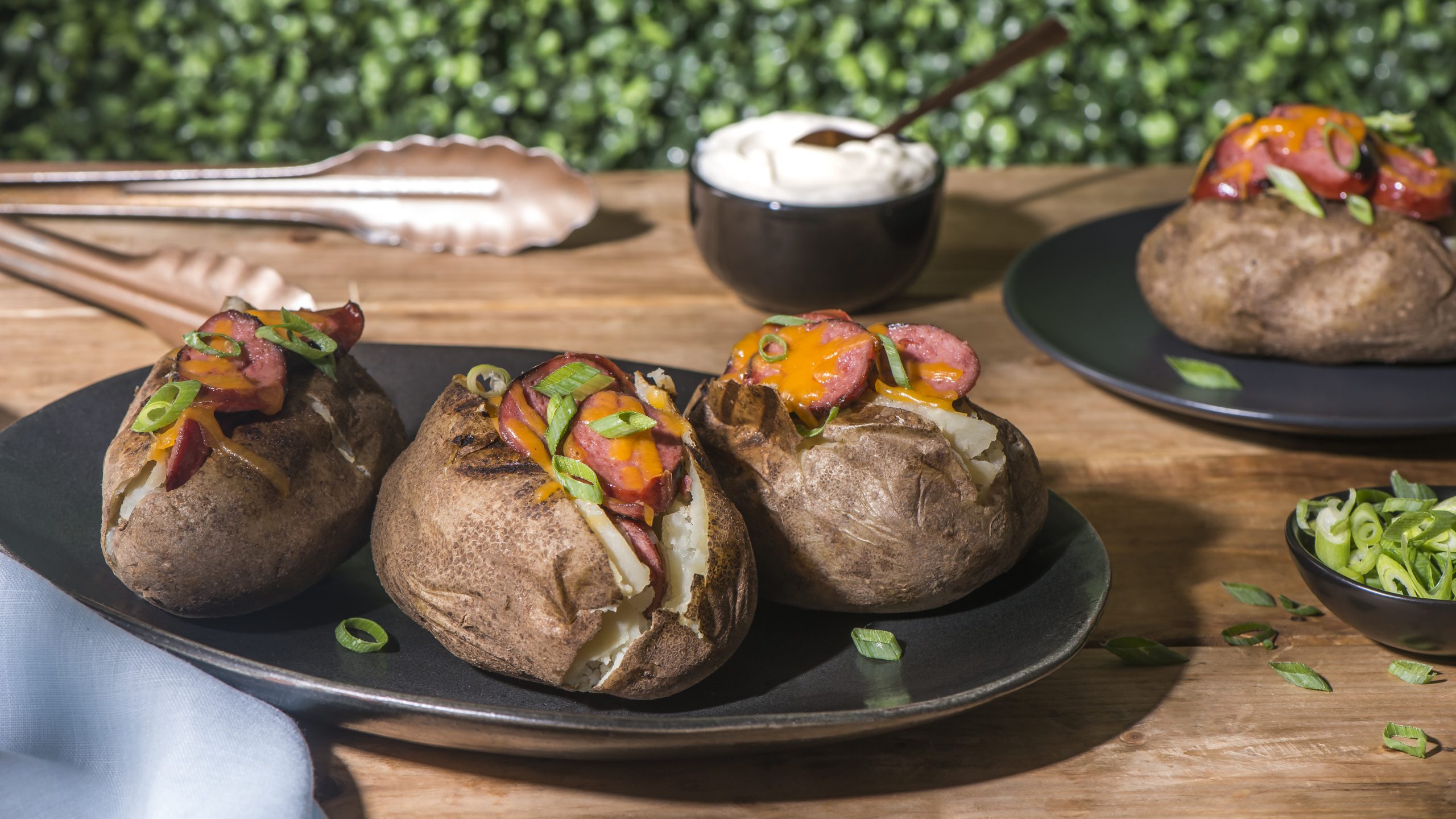 Barbecue Potatoes with Sausage, Cheddar and Onions - Scott Pete